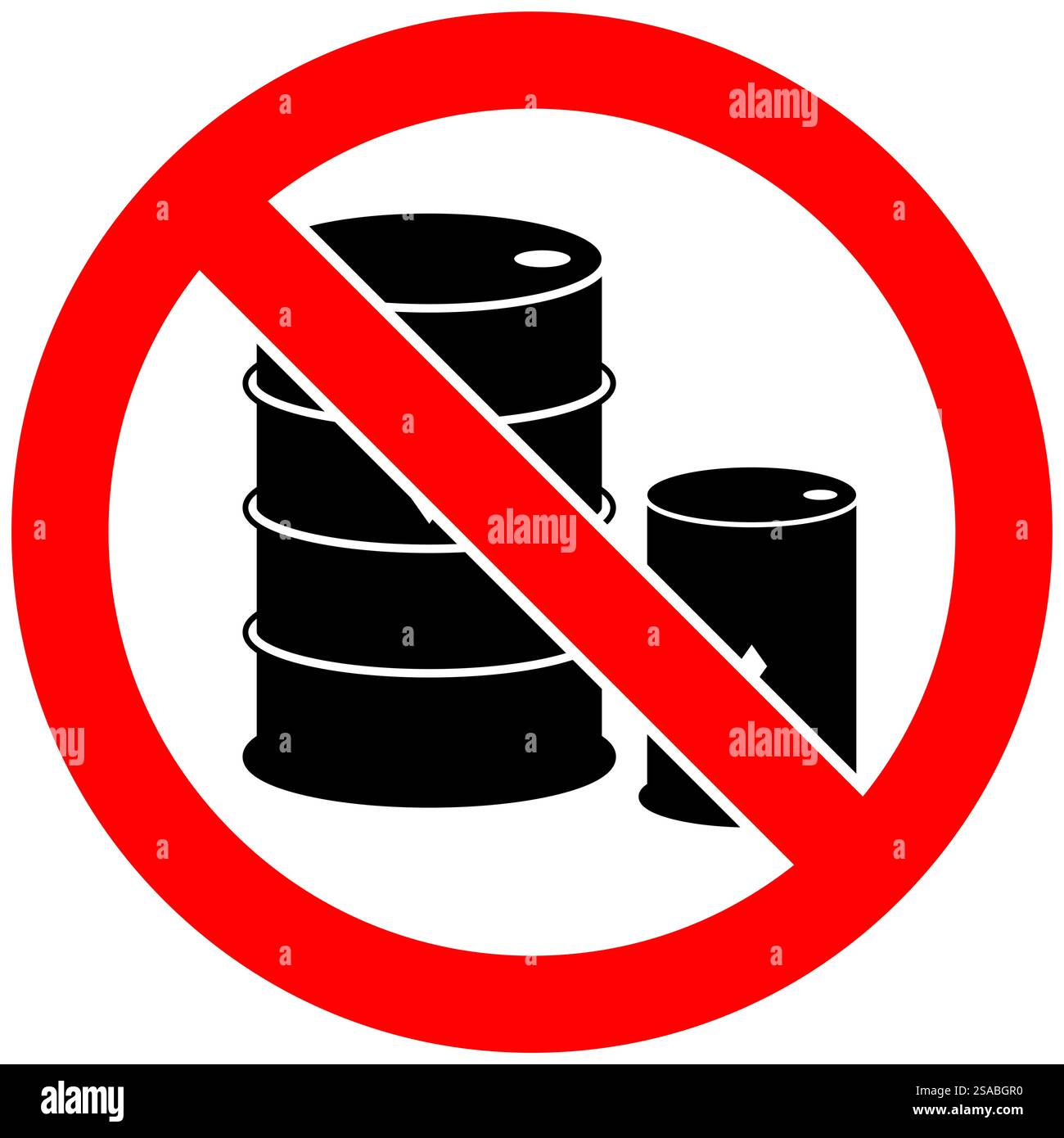 This graphic illustrates a prohibition symbol against oil barrels ...