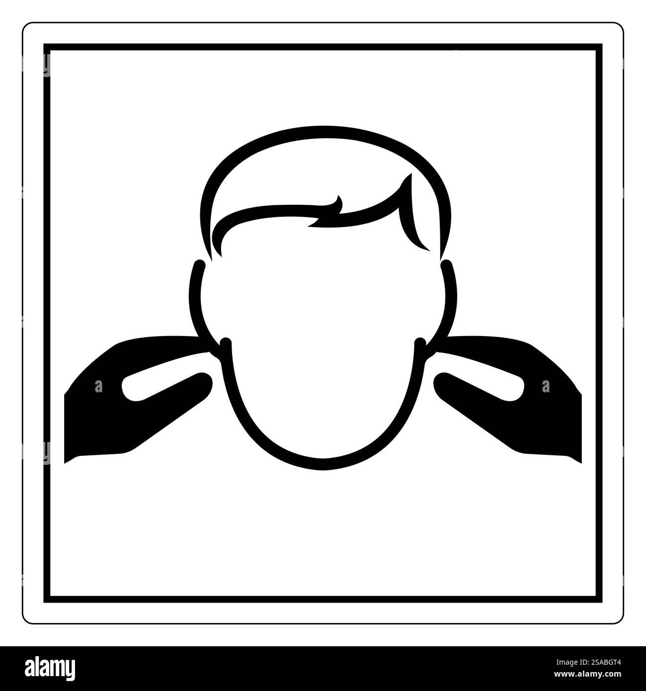 A minimalist icon depicting hands holding a face, symbolizing wellness ...