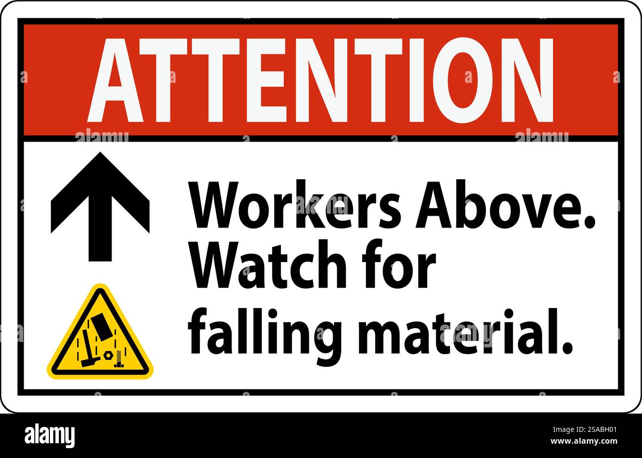 Attention Sign, Workers Above Falling Material Stock Vector Image & Art ...