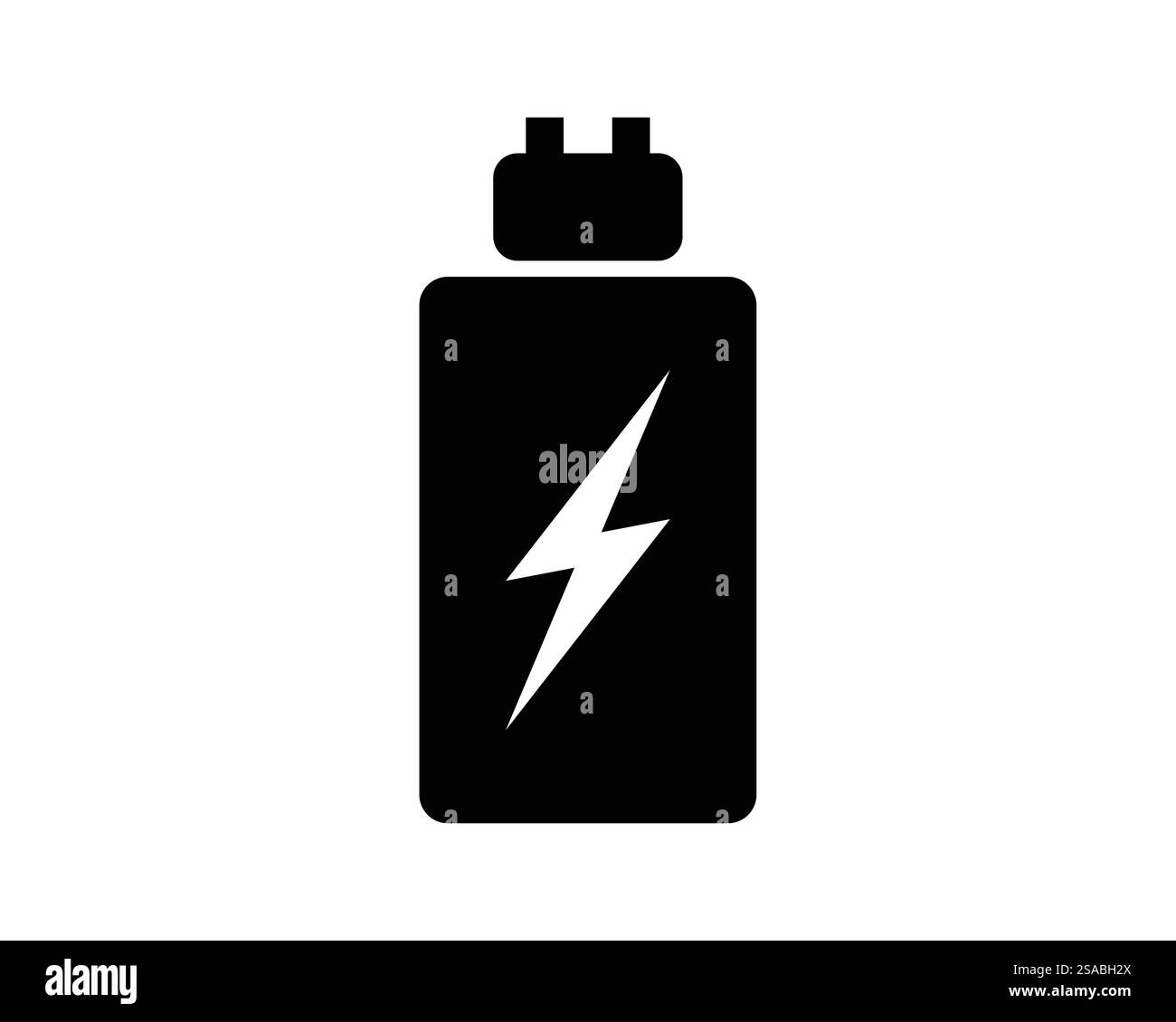 A minimalist black icon of a battery featuring a lightning bolt ...