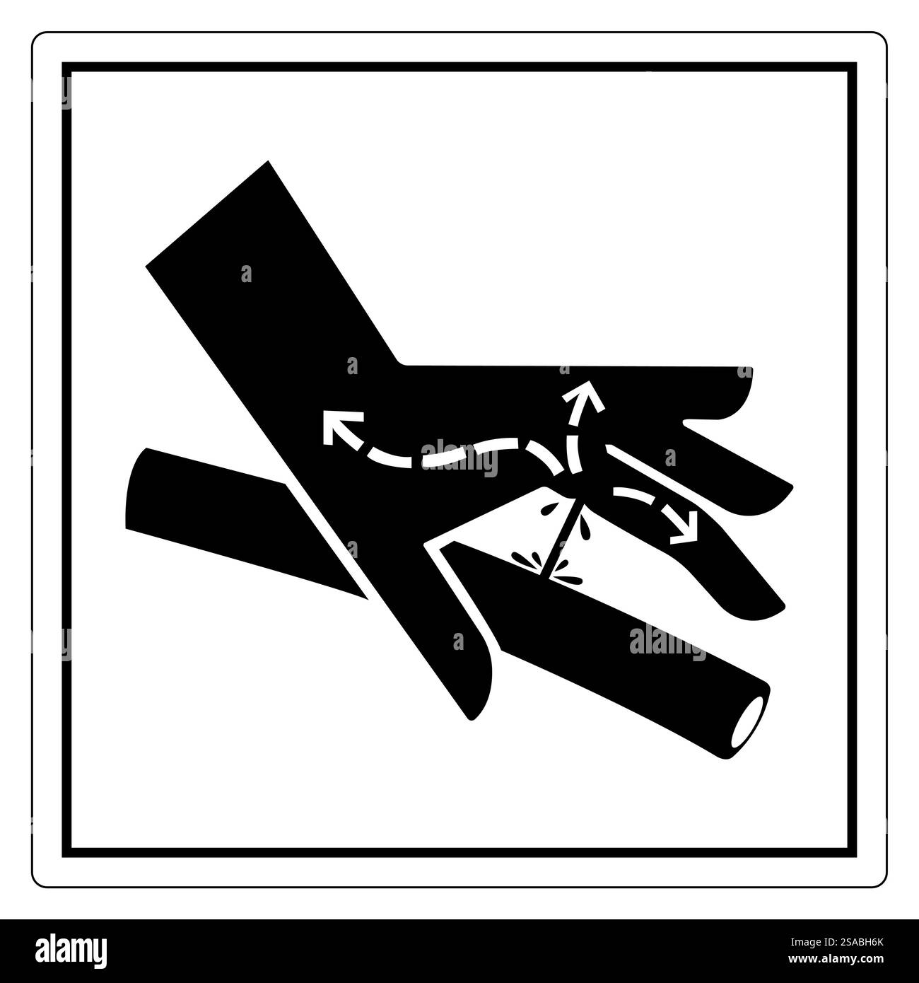 Clear hand safety warning sign illustrating caution against sharp ...