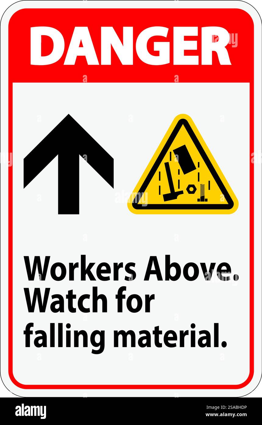 Danger Sign, Workers Above Falling Material Stock Vector Image & Art ...