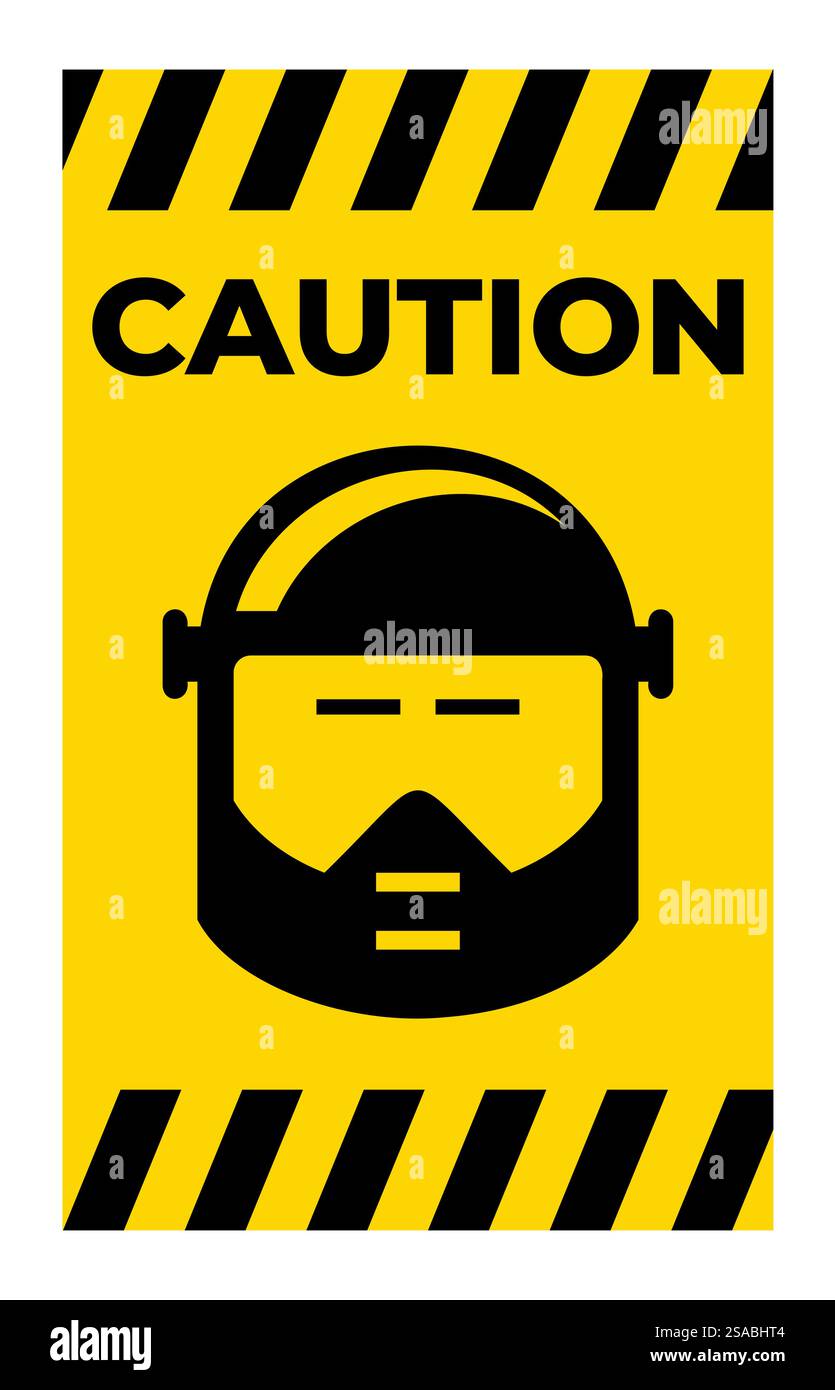 This illustration features a caution sign depicting a bearded character ...