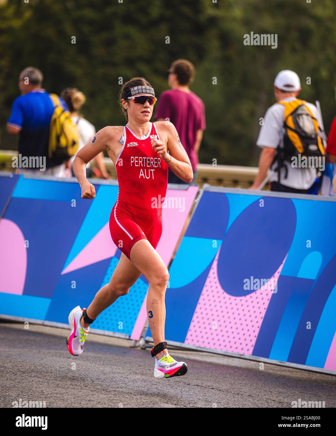 Lisa Perterer participating in the triathlon at the Paris 2024 Olympic ...