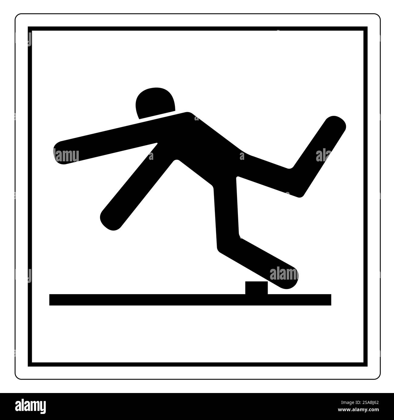 This vector graphic illustrates a warning sign for a slipping hazard ...