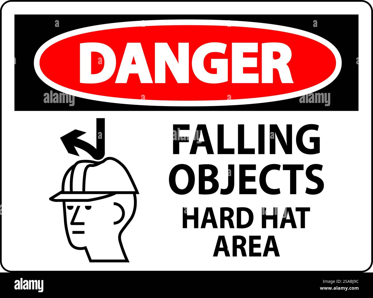 Danger Sign, Falling Objects Hard Hat Area Stock Vector Image & Art - Alamy