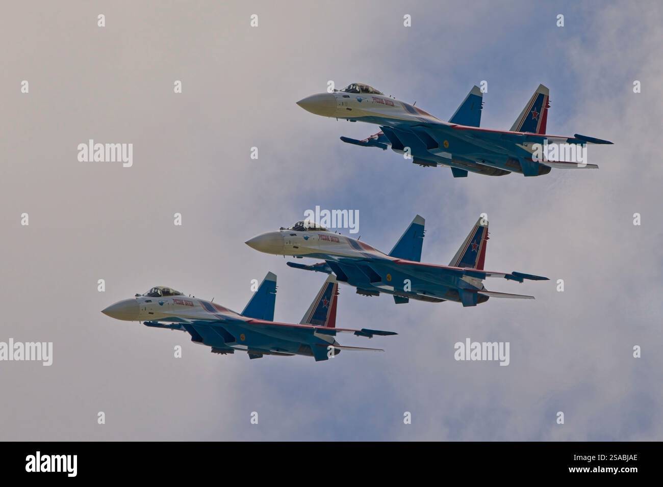 Russian Air Force aerobatic demonstration team , The Russian Knights with their Sukhoi Su-35s ...