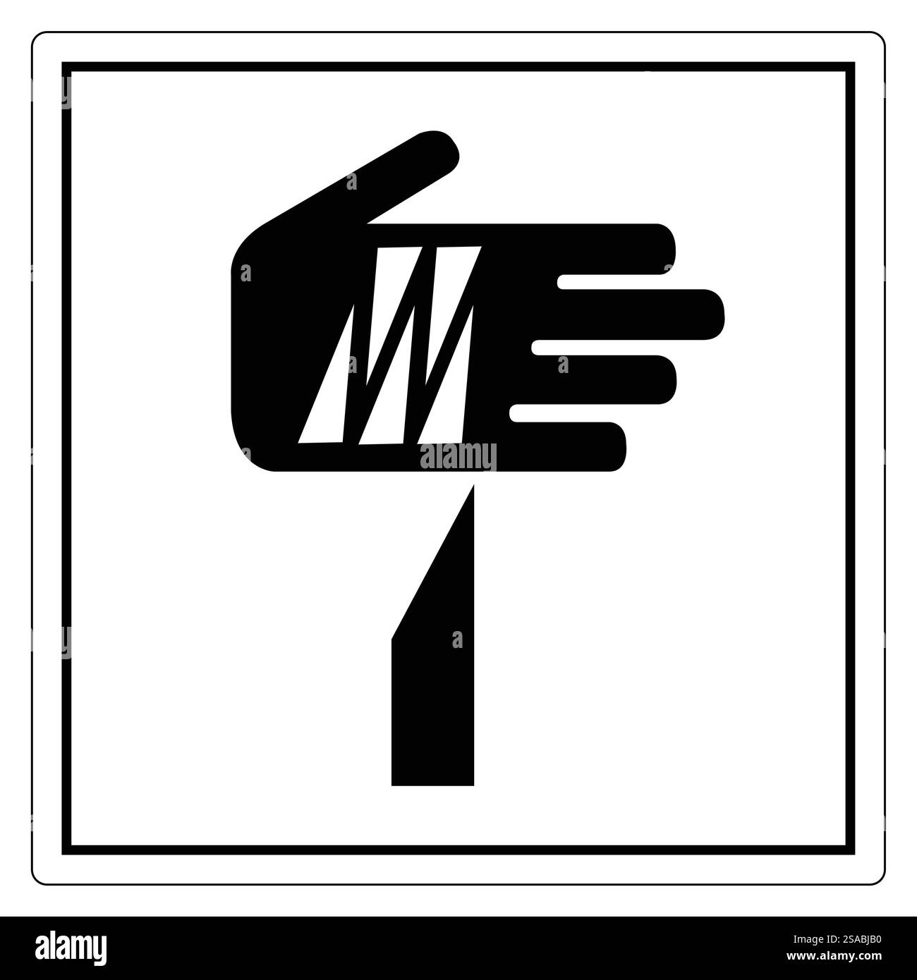 This abstract hand symbol features a geometric design with a modern ...