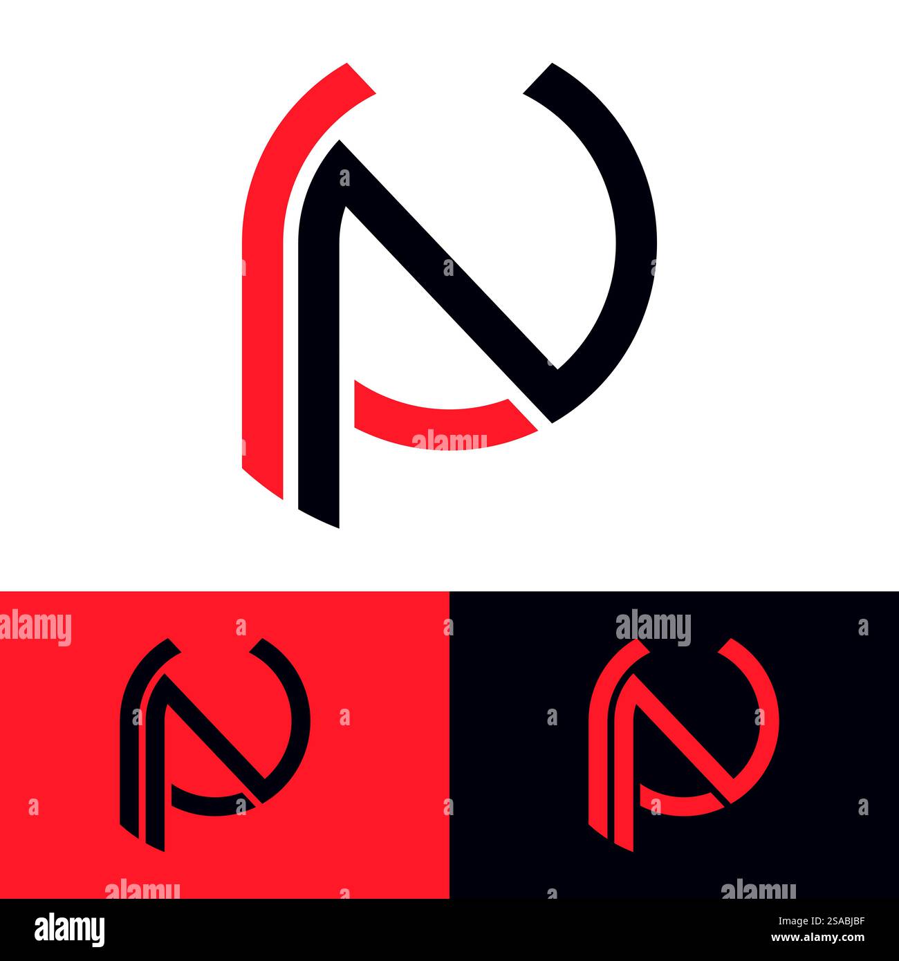 Alphabet letters monogram logo PN, NP, P and N, elegant and ...