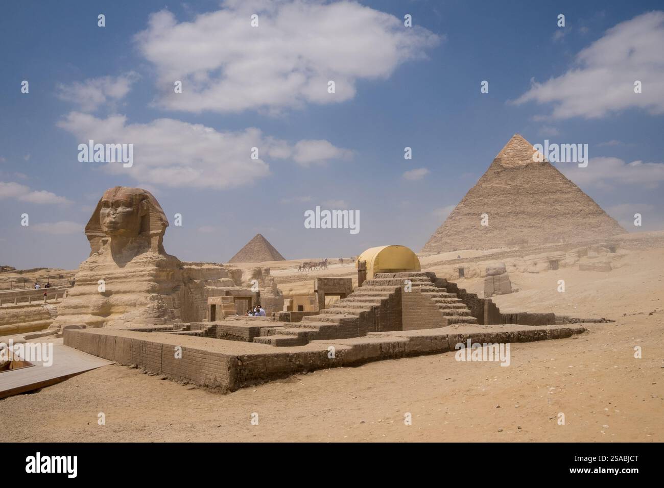 Archaeological remains and sphinx with the pyramid of Khafre in the ...