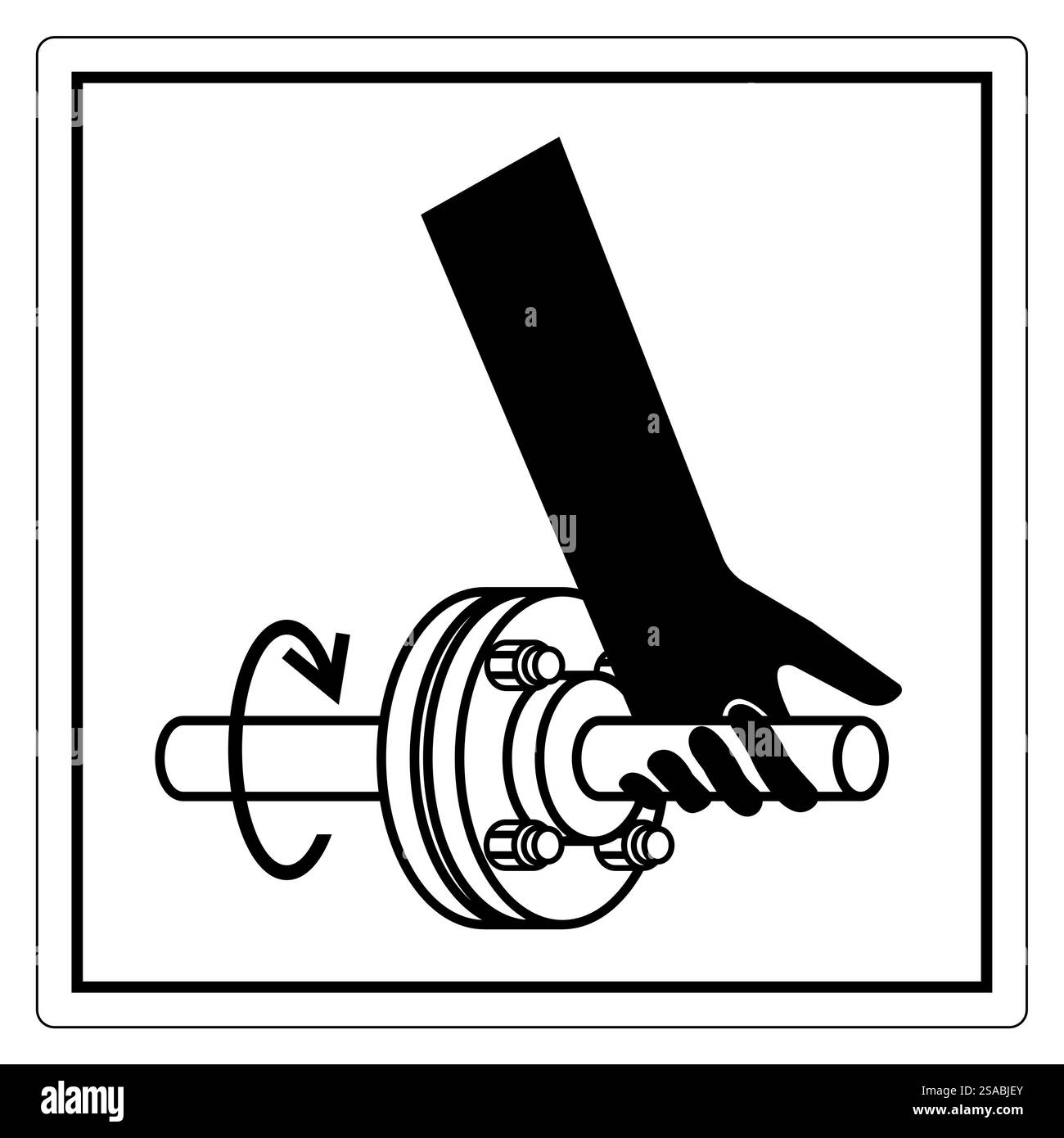 Illustration depicting a hand turning a mechanical component, representing movement and rotation ...