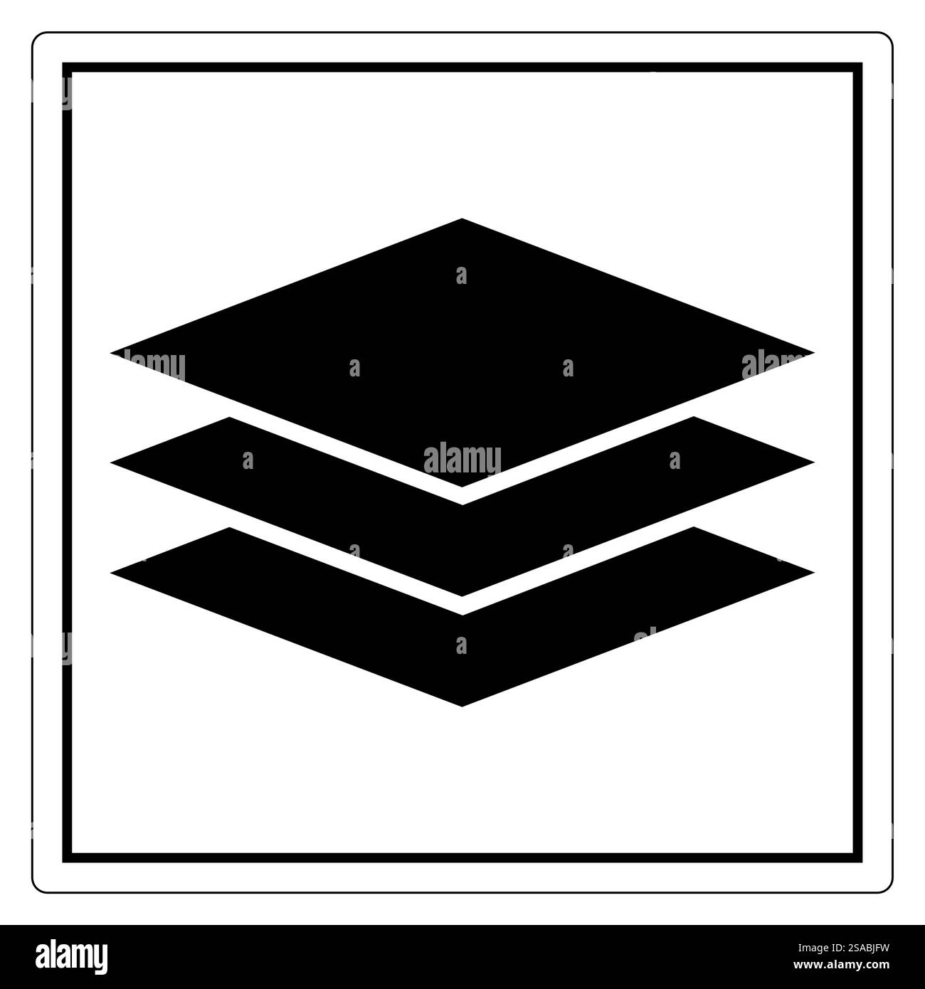 A minimalistic icon featuring layered shapes in black and white. This ...