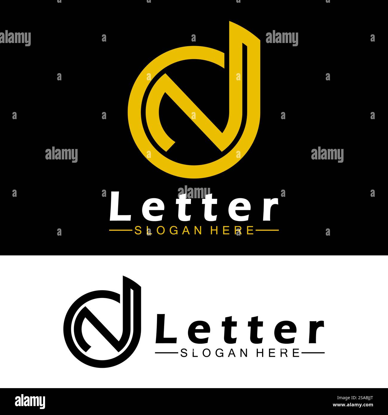 Alphabet letters monogram logo DN, ND, D and N, elegant and ...