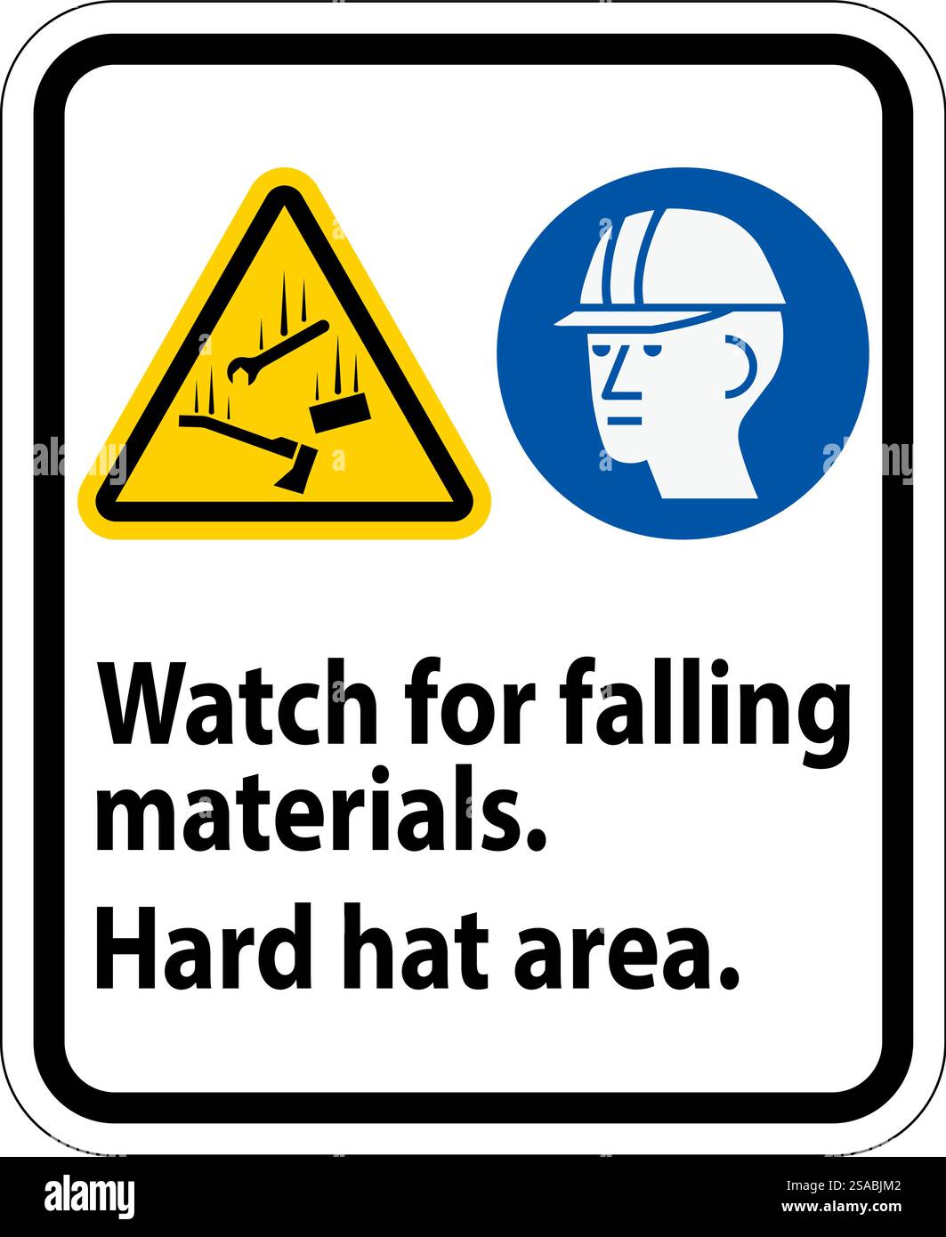 Warning Sign, Watch For Falling Materials, Hard Hat Area Stock Vector ...