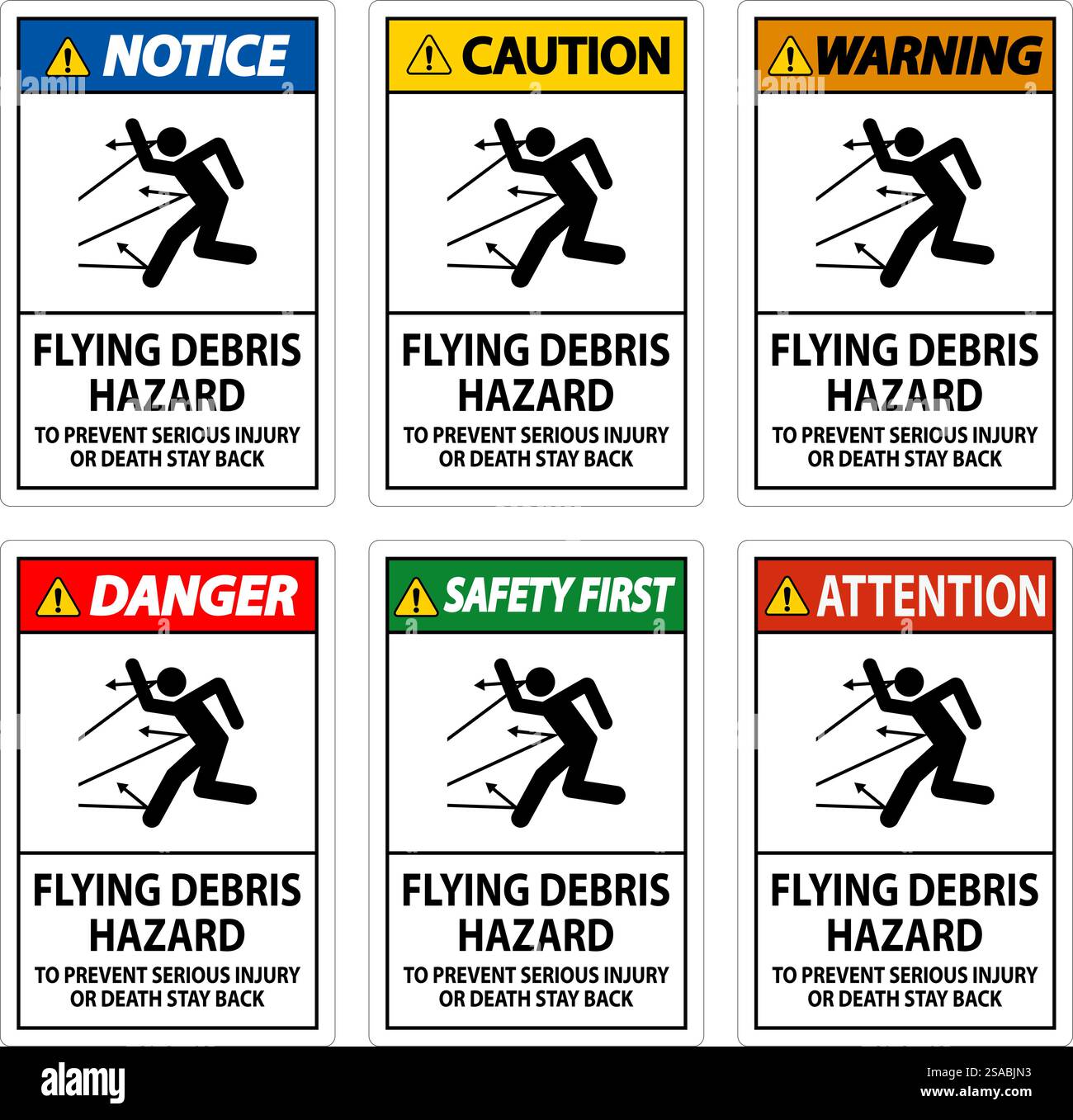 Danger Sign, Flying Debris Hazard - To Prevent Serious Injury Or Death ...