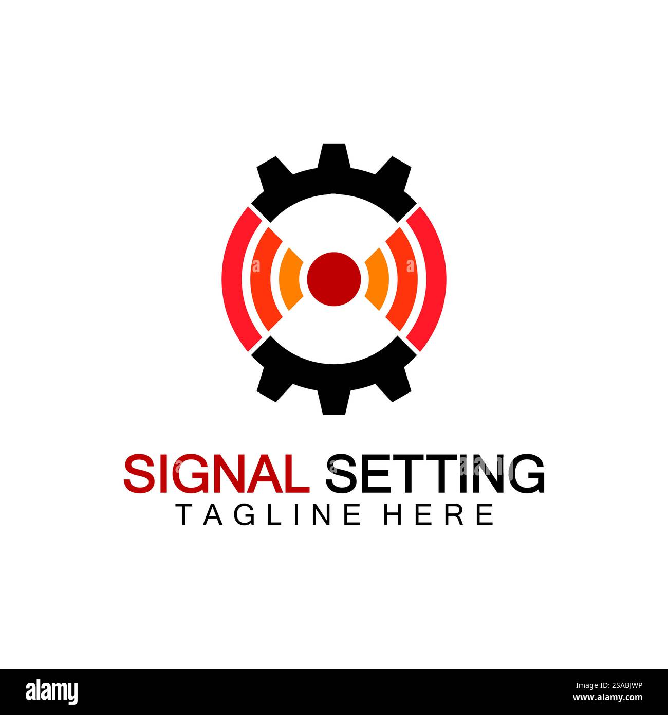 signal setting logo with gear and signal composition, logo for setting ...