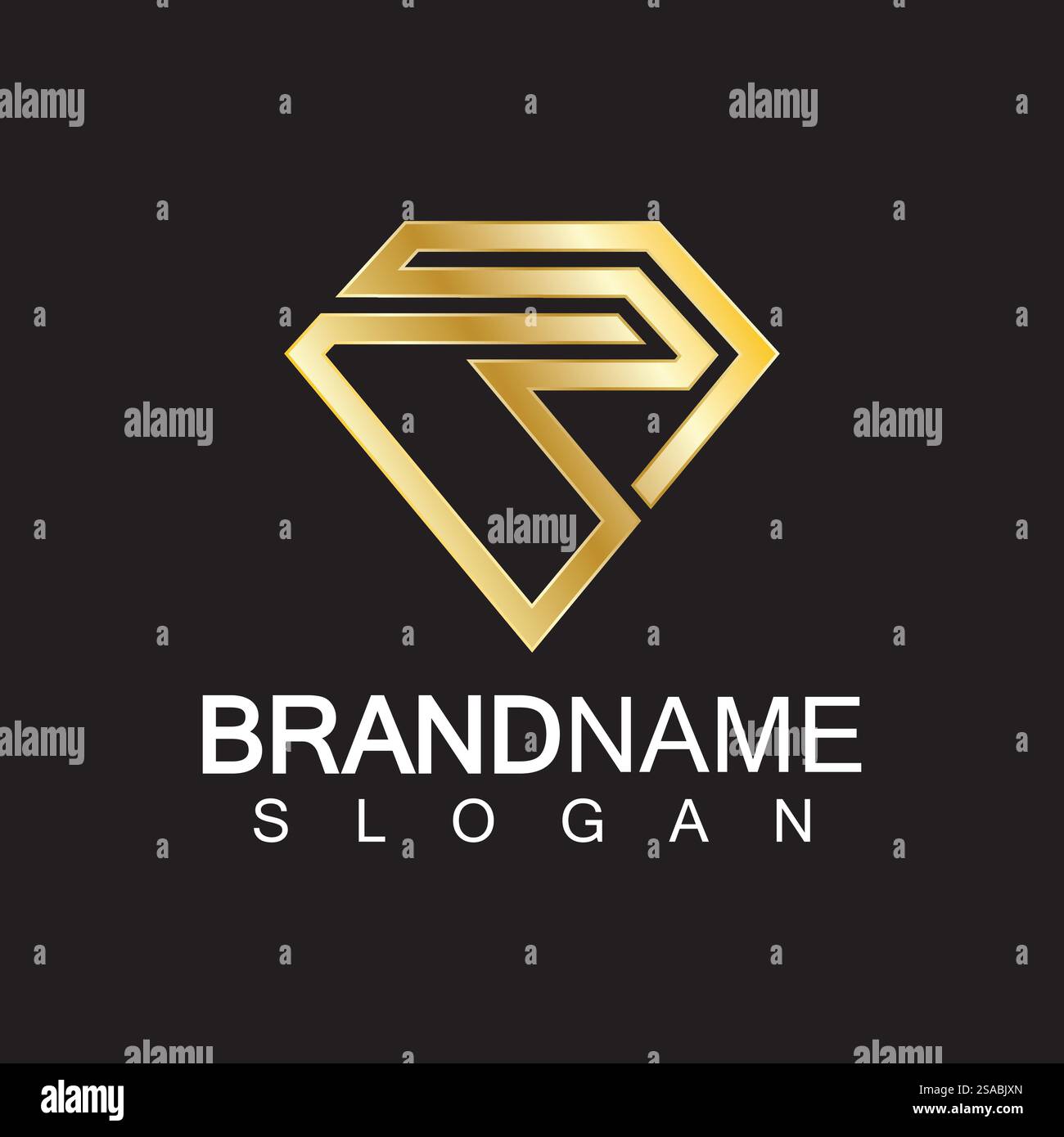 A diamond shaped letter R logo design isolated black background Stock ...