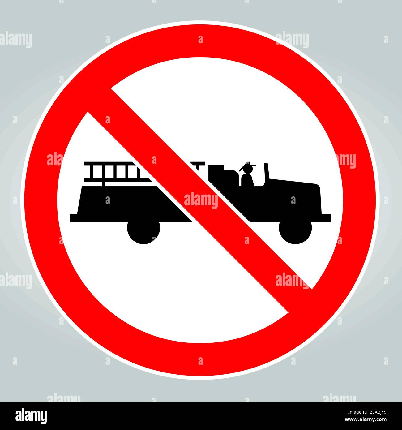 A clear and striking no entry sign featuring a fire truck silhouette ...