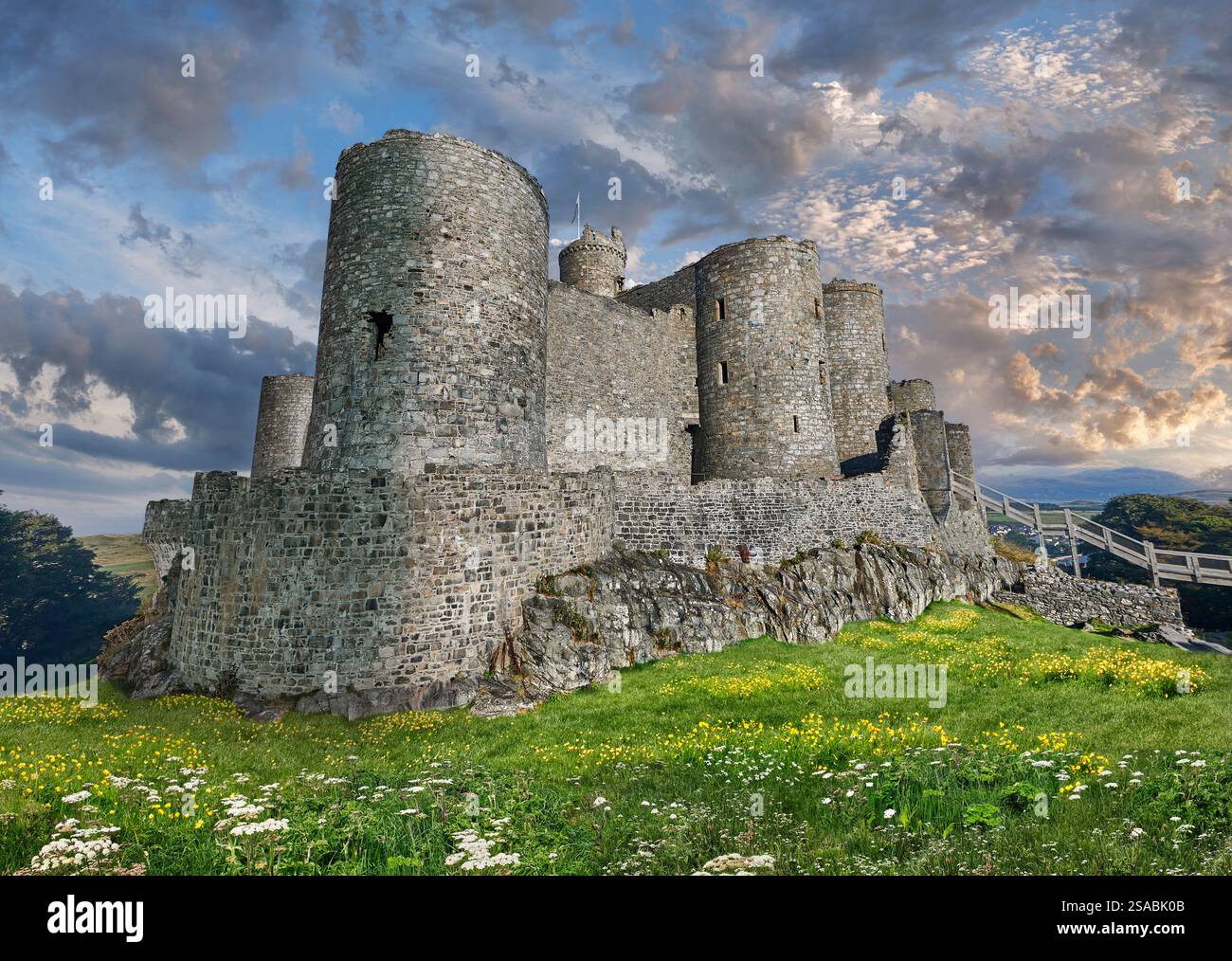 Photo of Harlech Castle, Wales. Harlech Castle is a medieval castle ...
