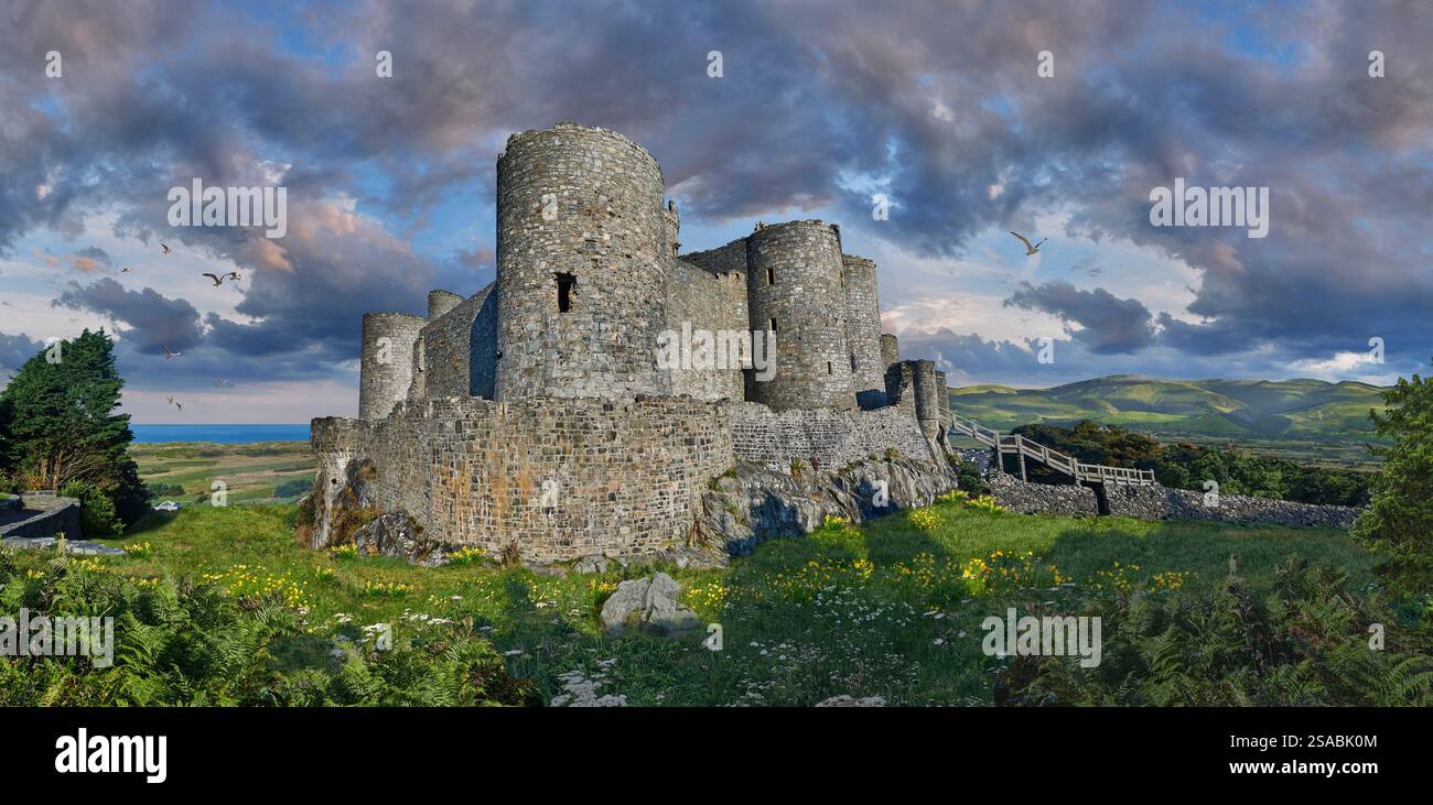 Photo of Harlech Castle, Wales. Harlech Castle is a medieval castle ...