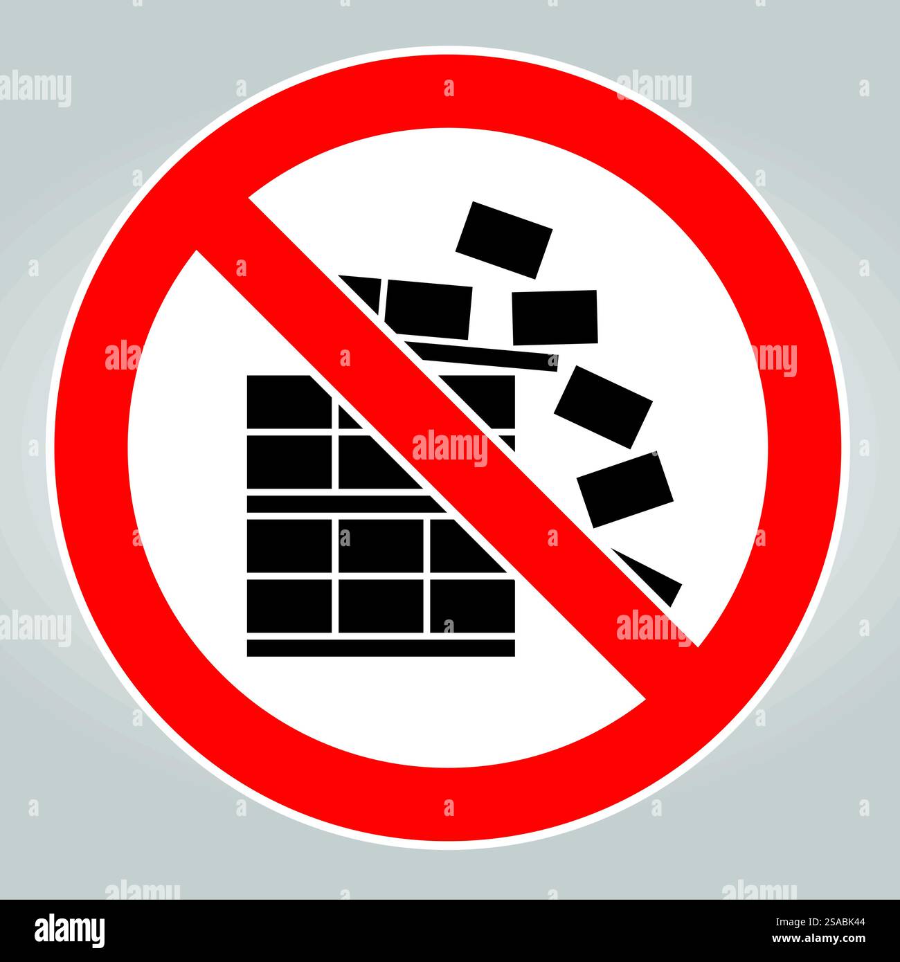 This illustration depicts a no building sign with a simple design ...