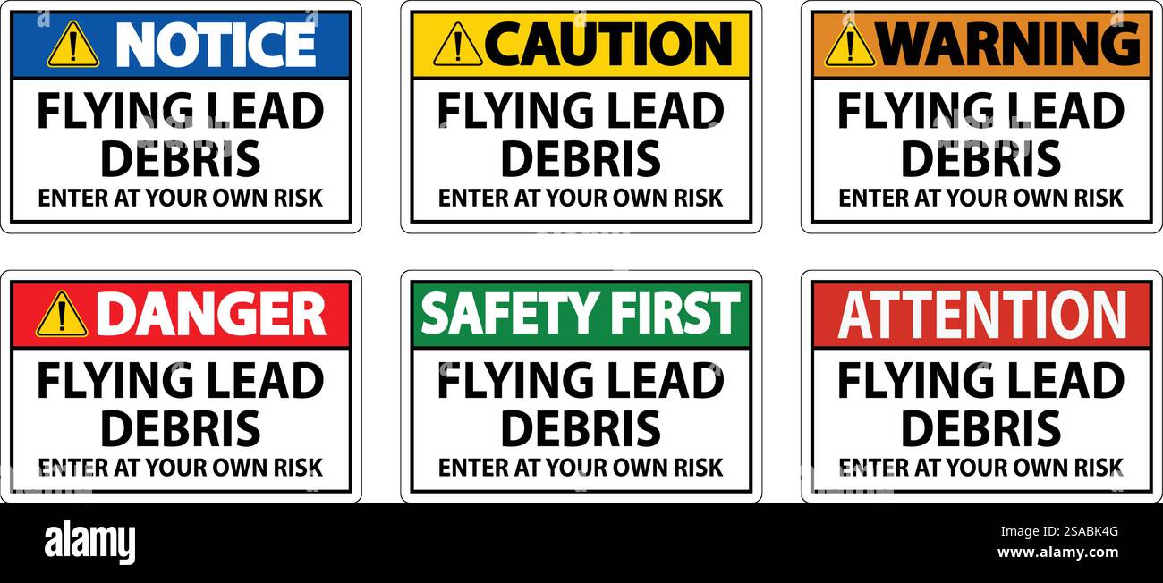 caution sign warning about the dangers of flying lead debris ...