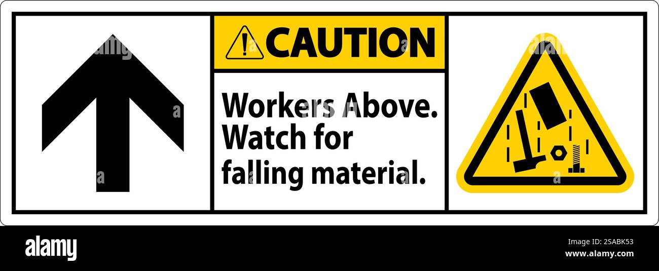 Caution Sign, Workers Above Falling Material Stock Vector Image & Art ...