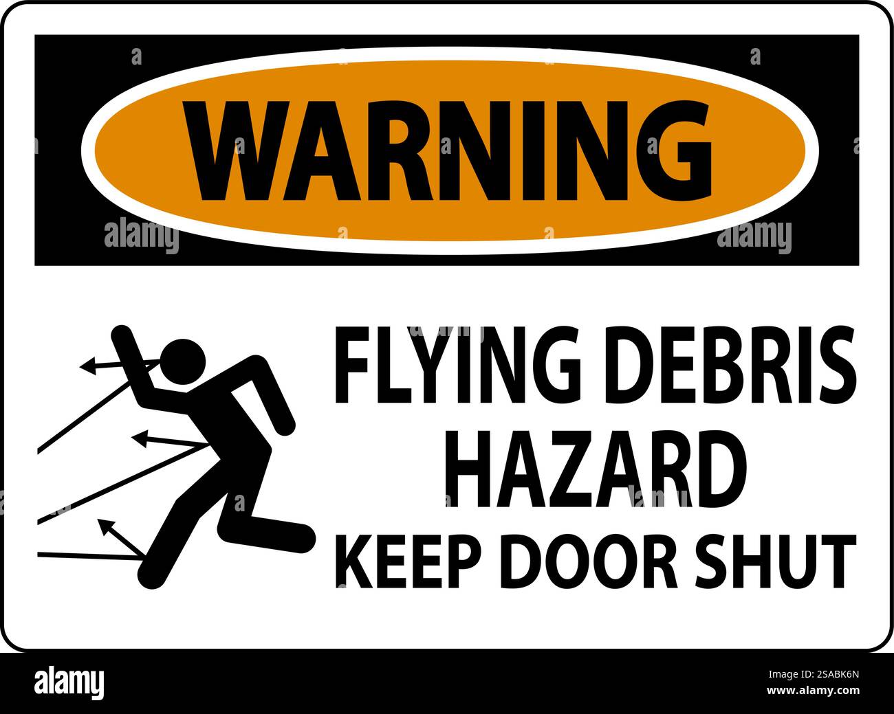 Warning Sign, Flying Debris Hazard, Keep Door Shut Stock Vector Image ...