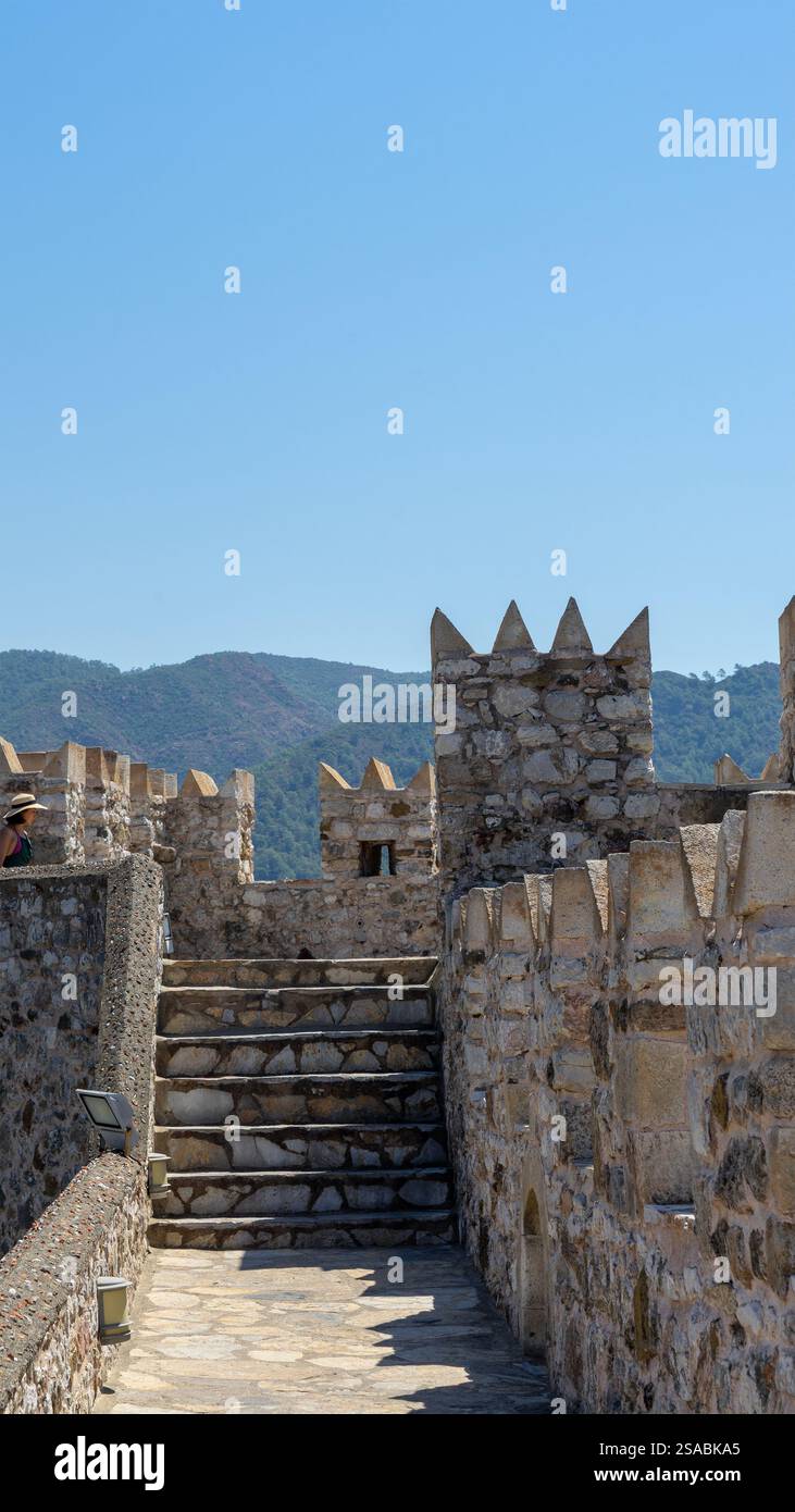 Fortress walls of Marmaris Castle is located in Marmaris, Turkey. Fort ...
