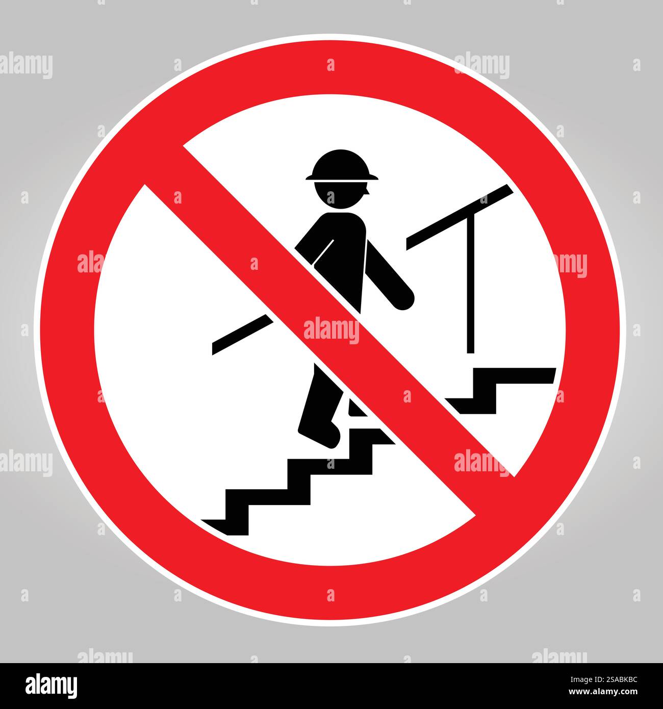 This graphic depicts a clear prohibition sign against using stairs in a ...