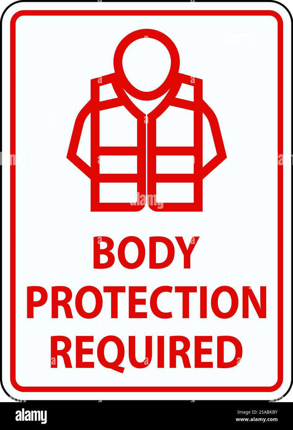 A clear safety sign indicating the mandatory use of body protection ...
