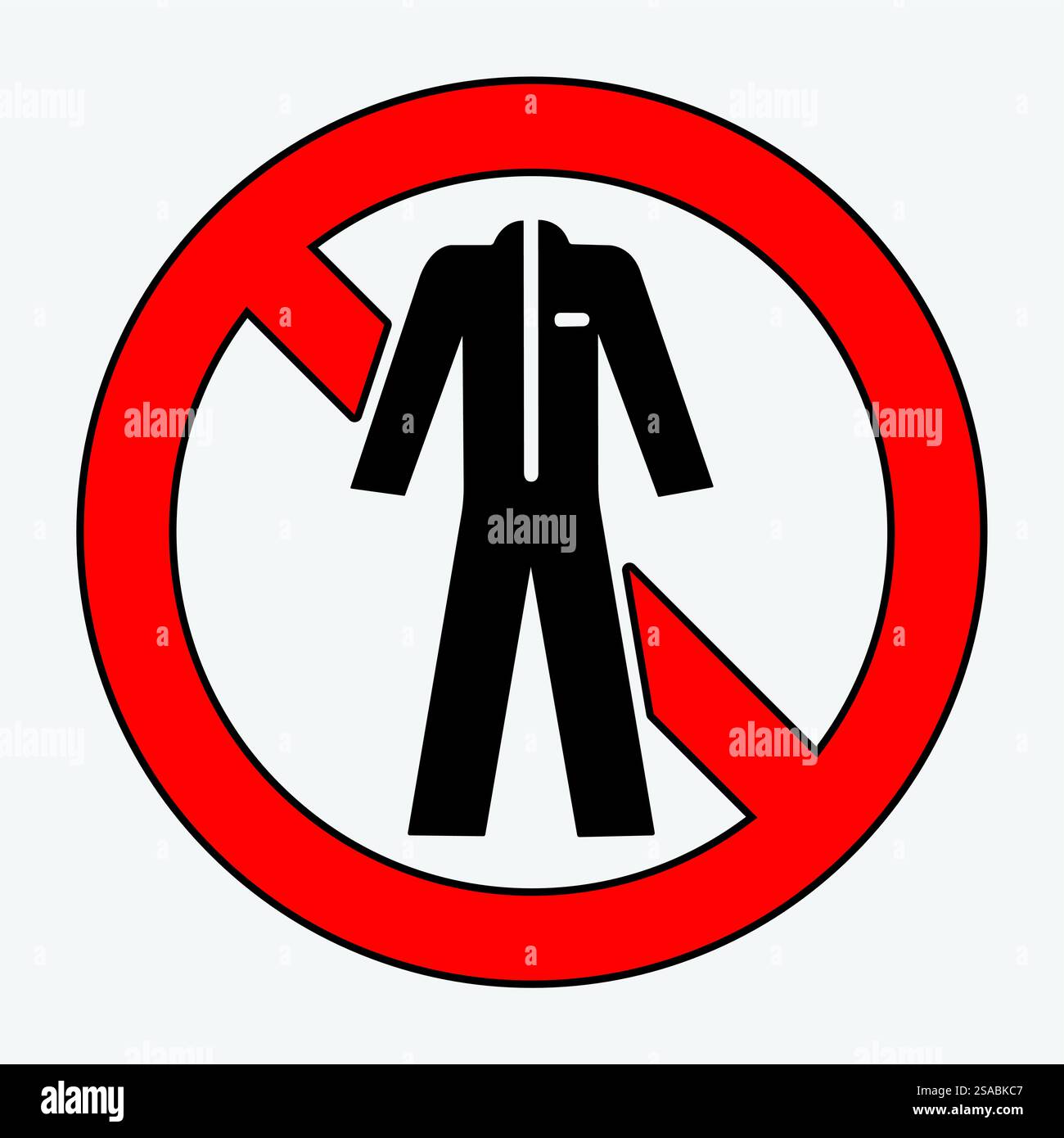 This illustration features a bold prohibition symbol with a suit ...