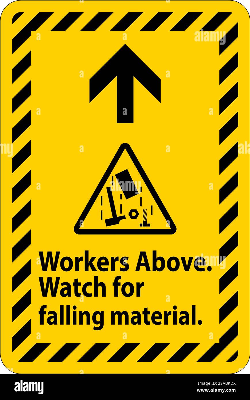 Danger Sign, Workers Above Falling Material Stock Vector Image & Art ...
