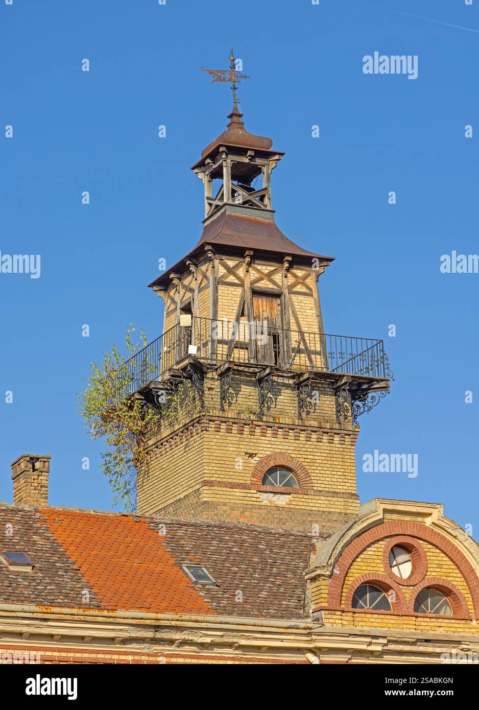 Abandoned Historic Building Fire Station Tower Landmark in Slavonski ...