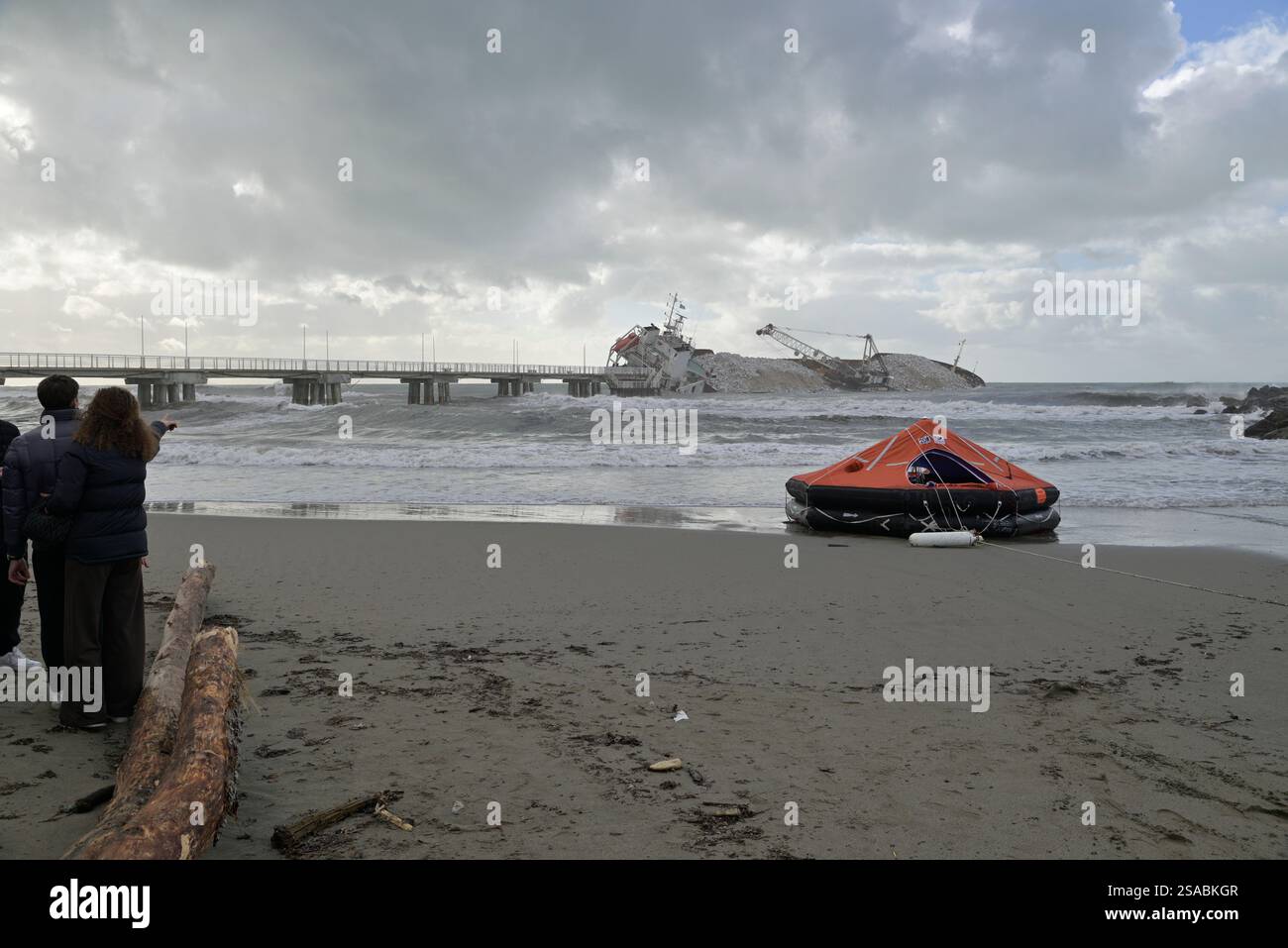 Massa, Massa-Carrara, Tuscany, Italy, January 29th, 2025, shipwreck of ...
