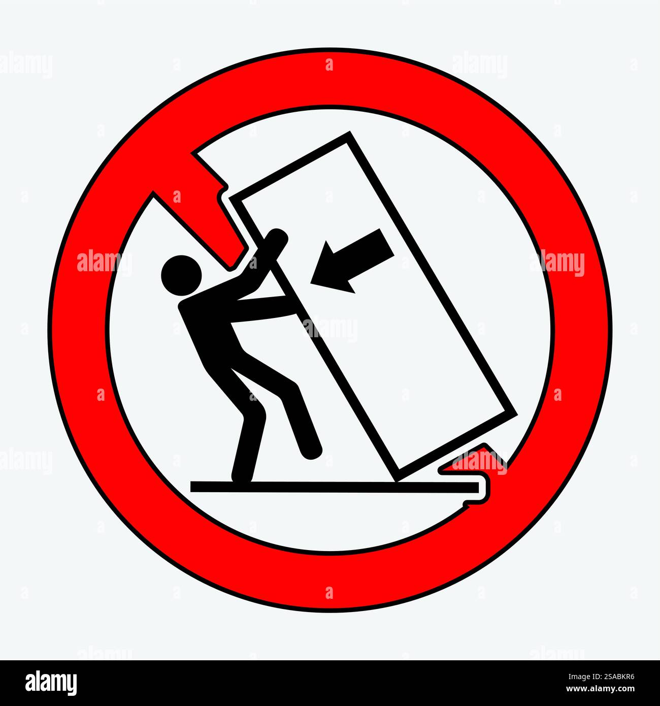 This graphic depicts a warning sign related to lifting restrictions. It ...