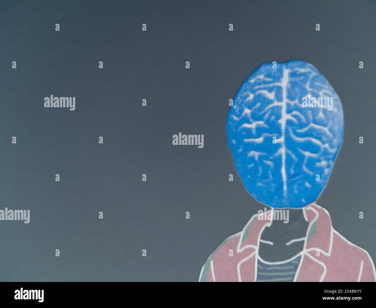 Conceptual collage art of a body with a brain instead of a head Stock ...