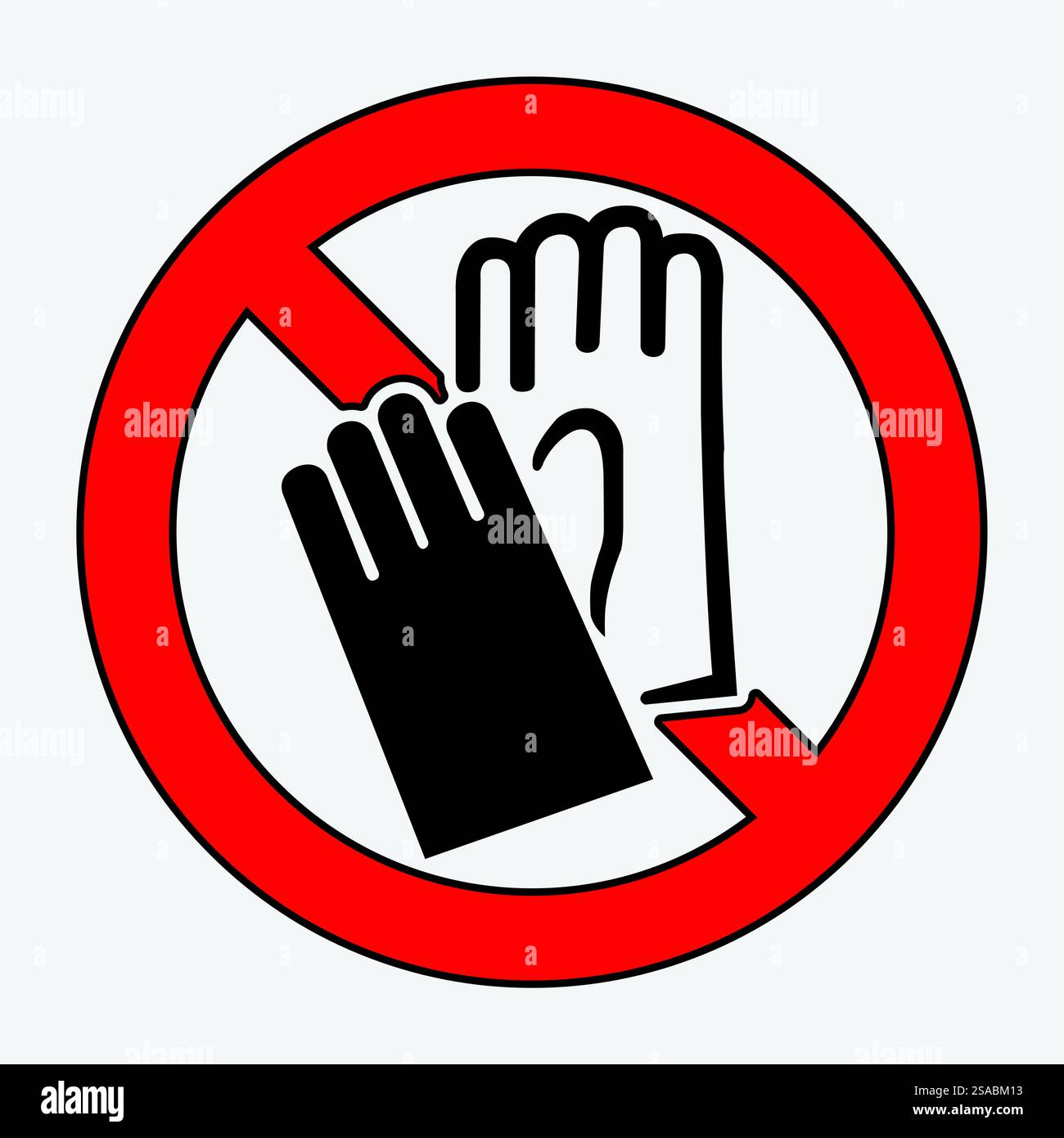 This image features a no gloves symbol within a red circle, signaling a ...