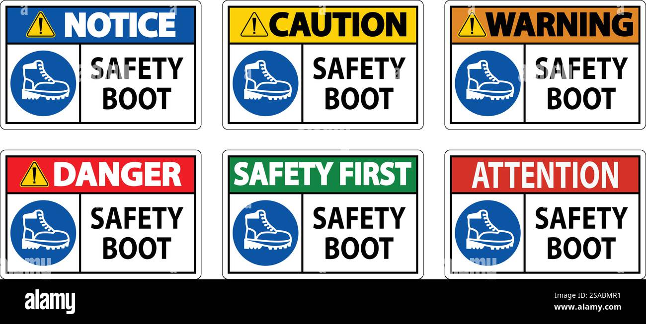 Safety boot sign designed to indicate the importance of wearing ...