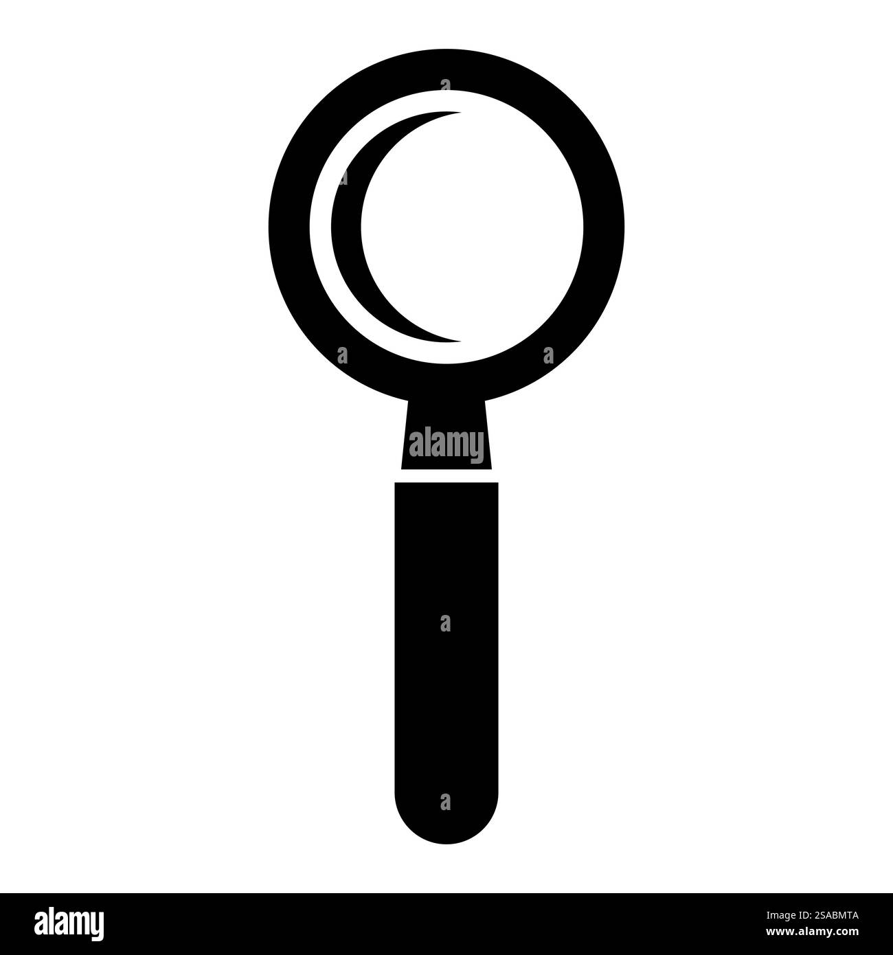 A minimalistic black magnifying glass icon on a white background ...
