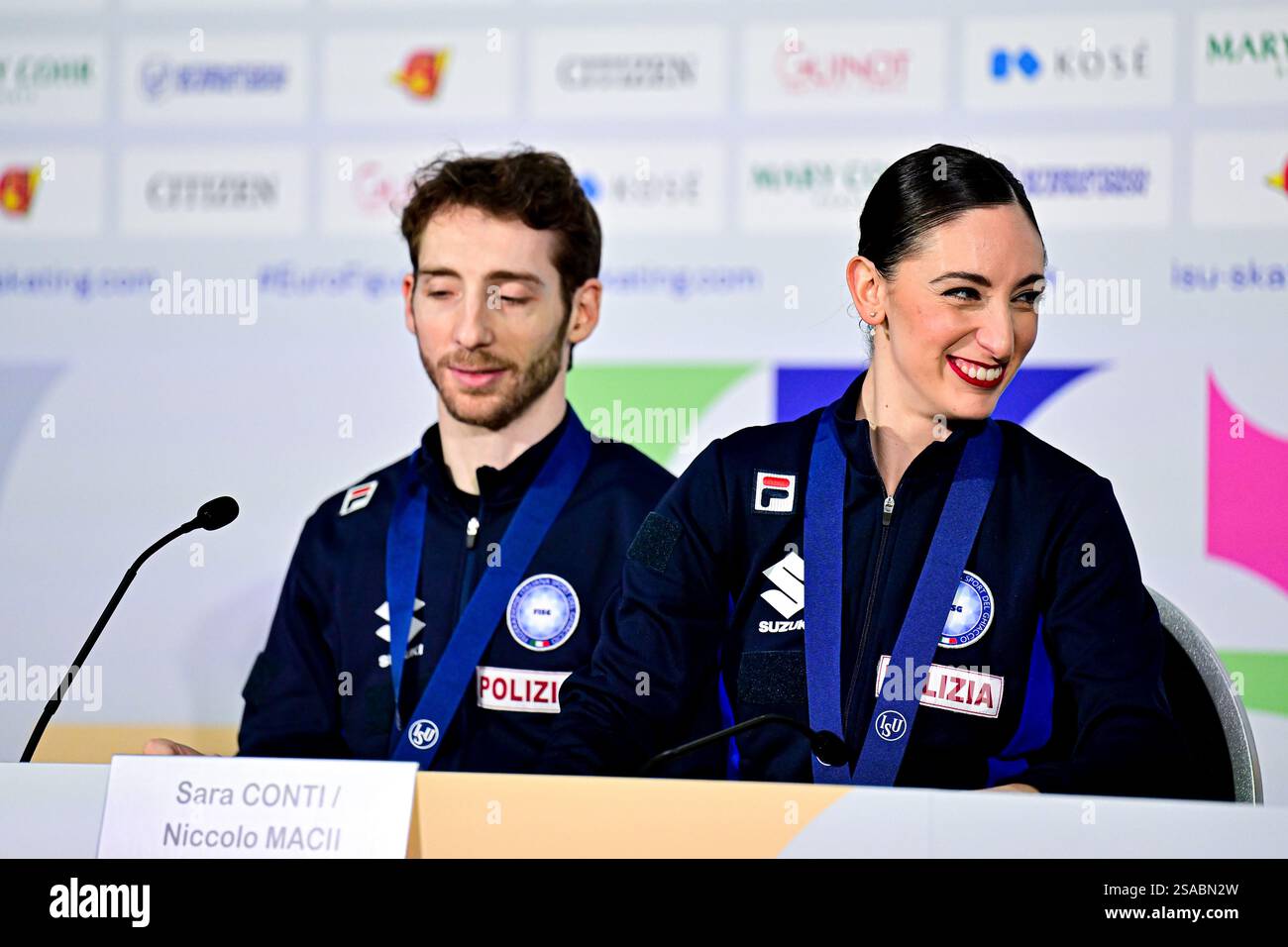 Sara CONTI & Niccolo MACII (ITA), at Pairs Press Conference, at the ISU ...