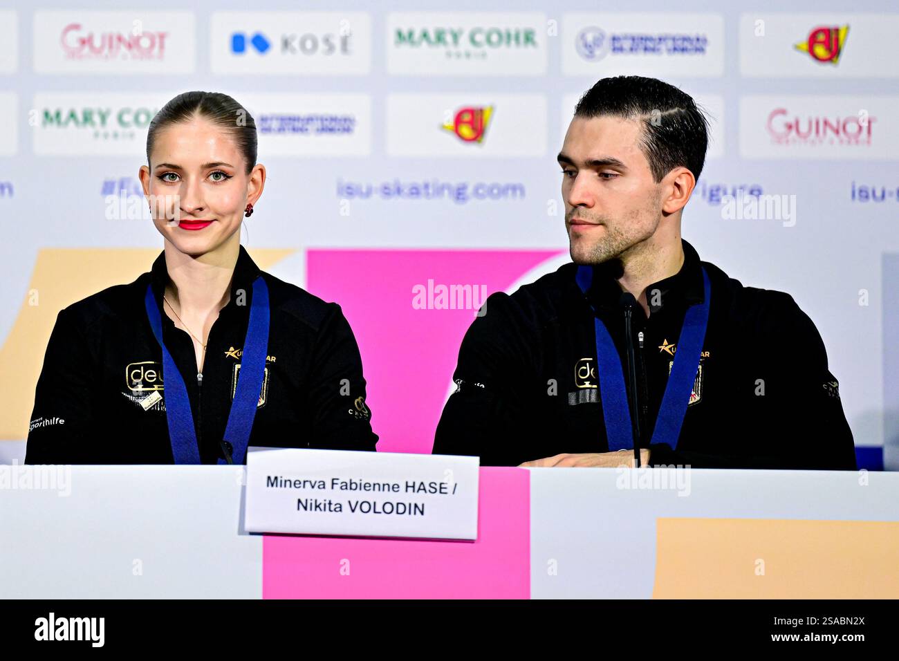 Minerva Fabienne HASE & Nikita VOLODIN (GER), at Pairs Press Conference, at the ISU European ...