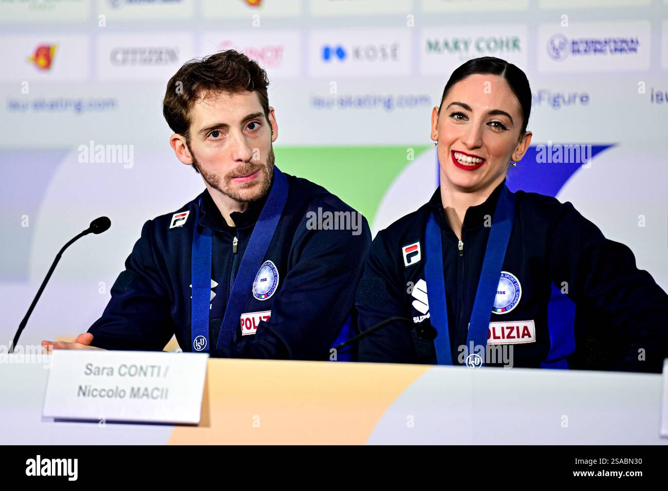 Sara CONTI & Niccolo MACII (ITA), at Pairs Press Conference, at the ISU ...