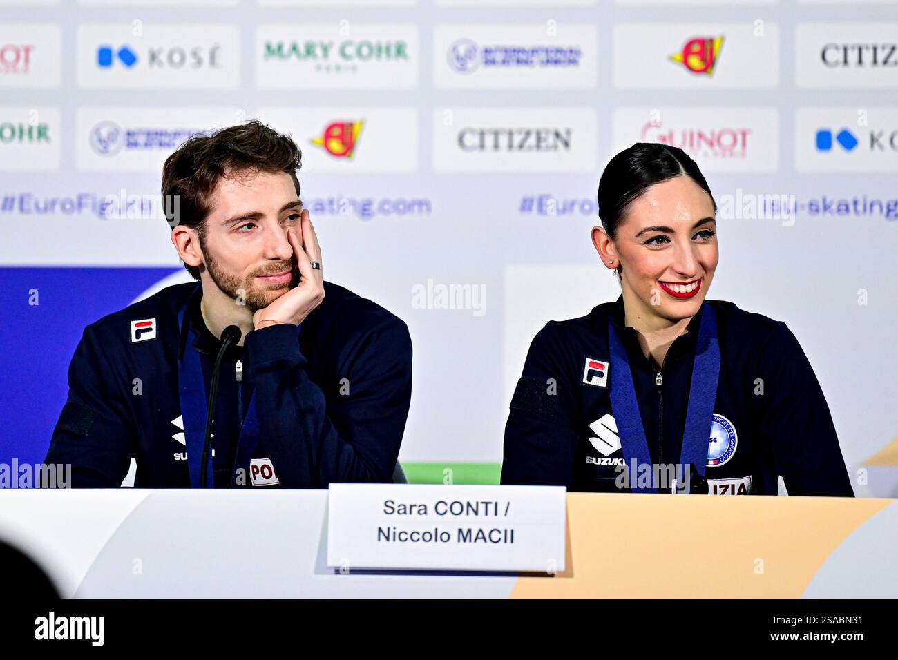 Sara CONTI & Niccolo MACII (ITA), at Pairs Press Conference, at the ISU ...
