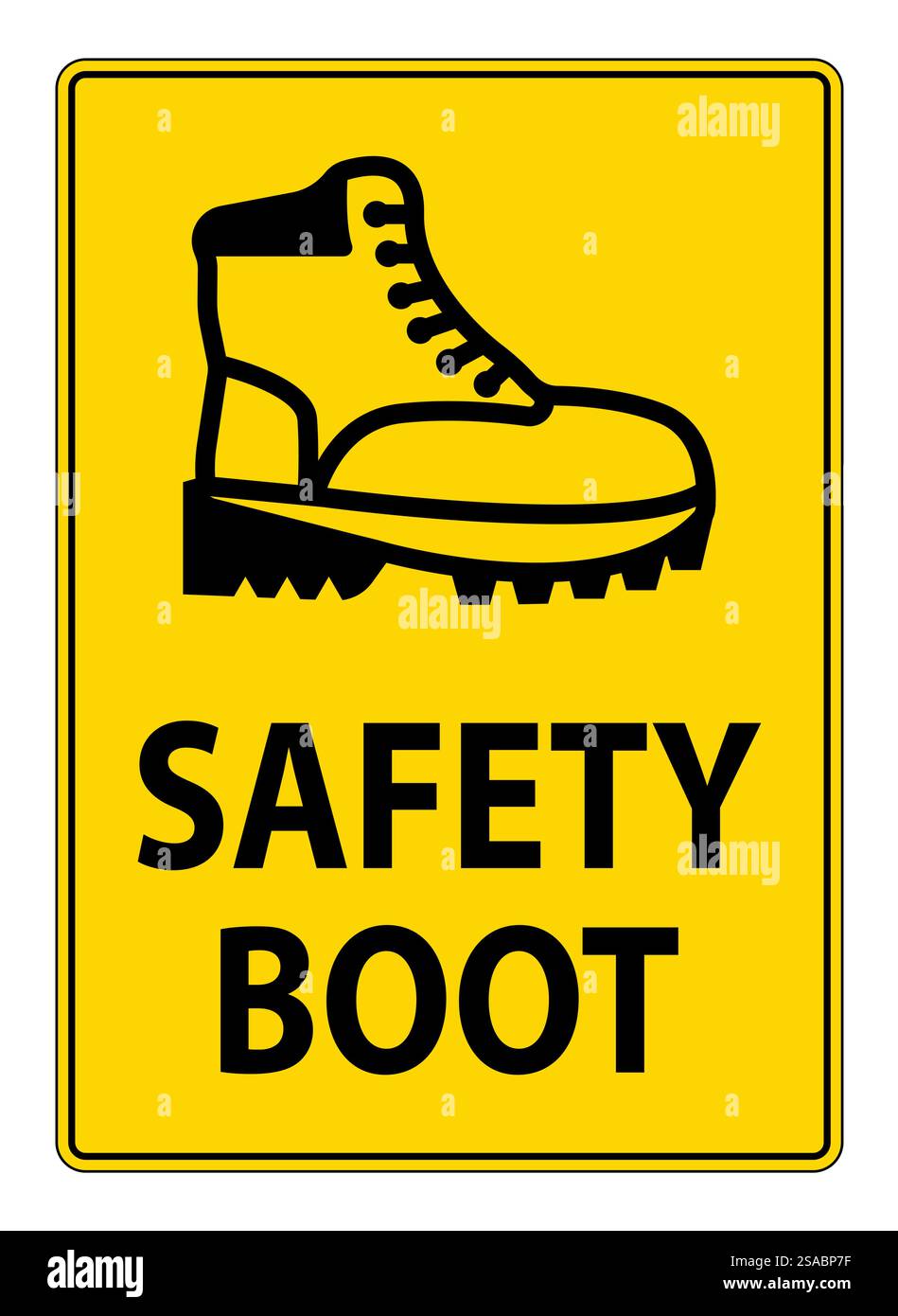 A yellow safety boot sign designed to indicate the importance of ...