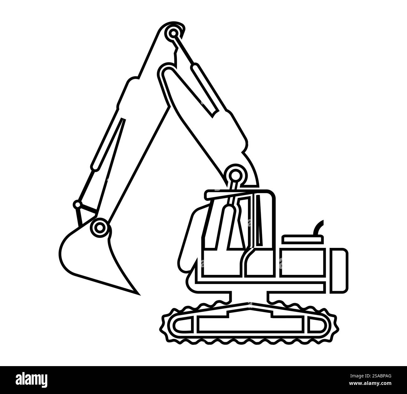 Simple outline of an excavator showcasing its design and structure ...