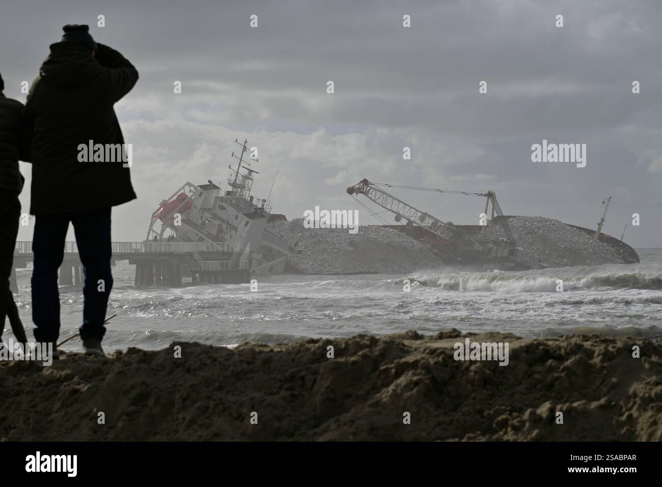 Massa-Carrara, Tuscany, Italy, January 29th, 2025, shipwreck of the ...