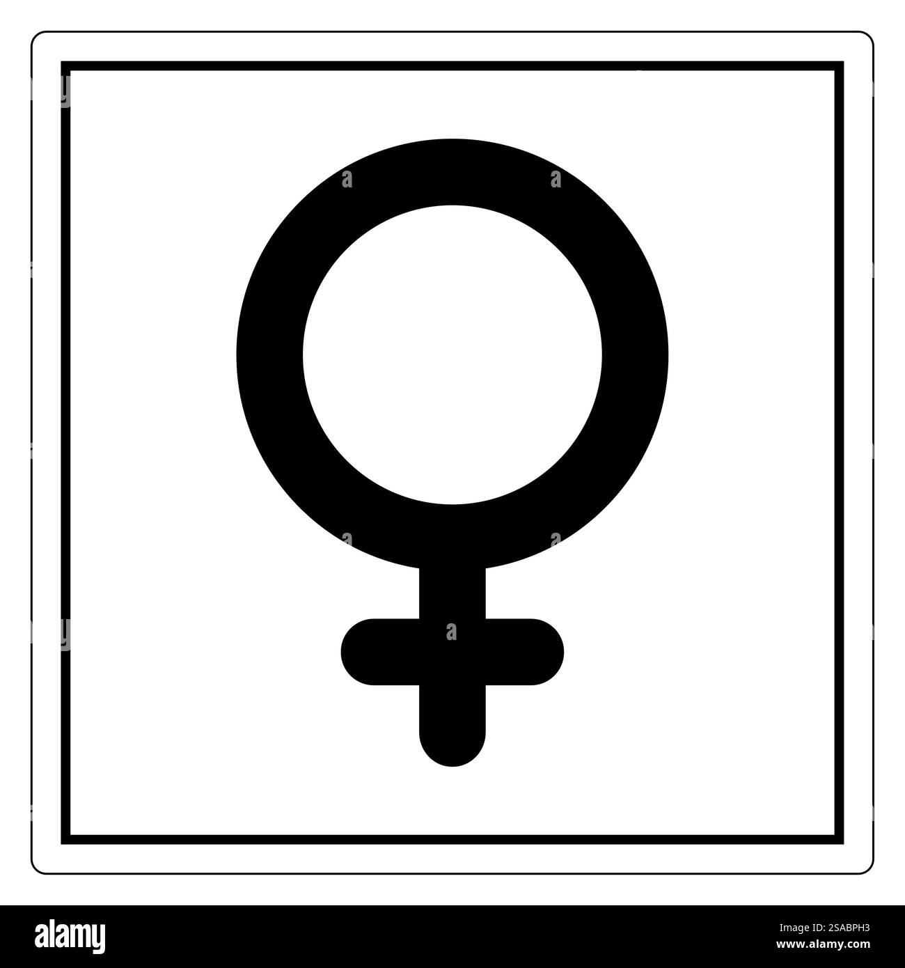 A bold black female gender symbol on a white background, representing ...