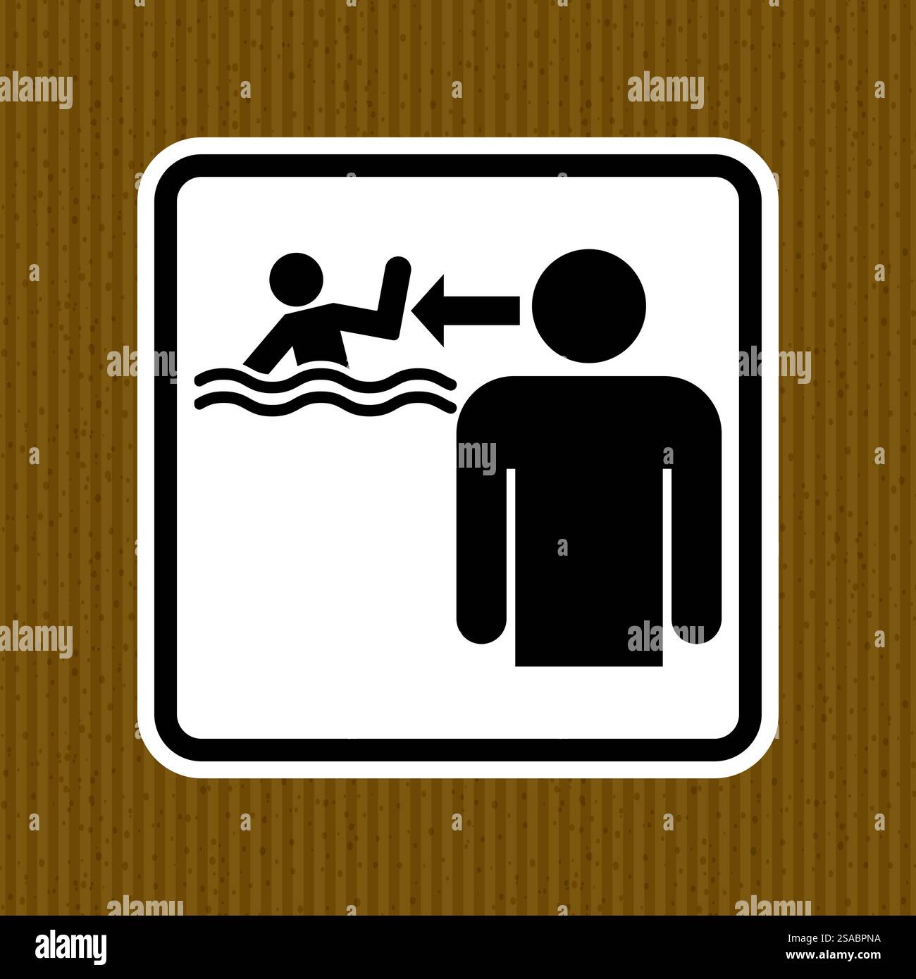 This graphic illustrates a person in distress in water, with another ...
