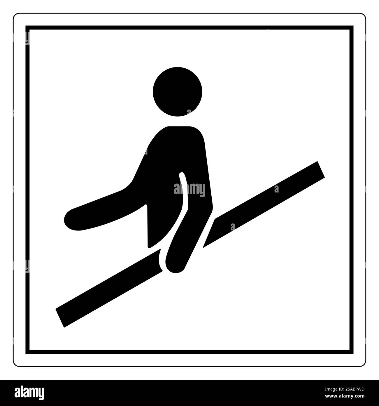 A clear safety sign depicting a person climbing, emphasizing the need ...